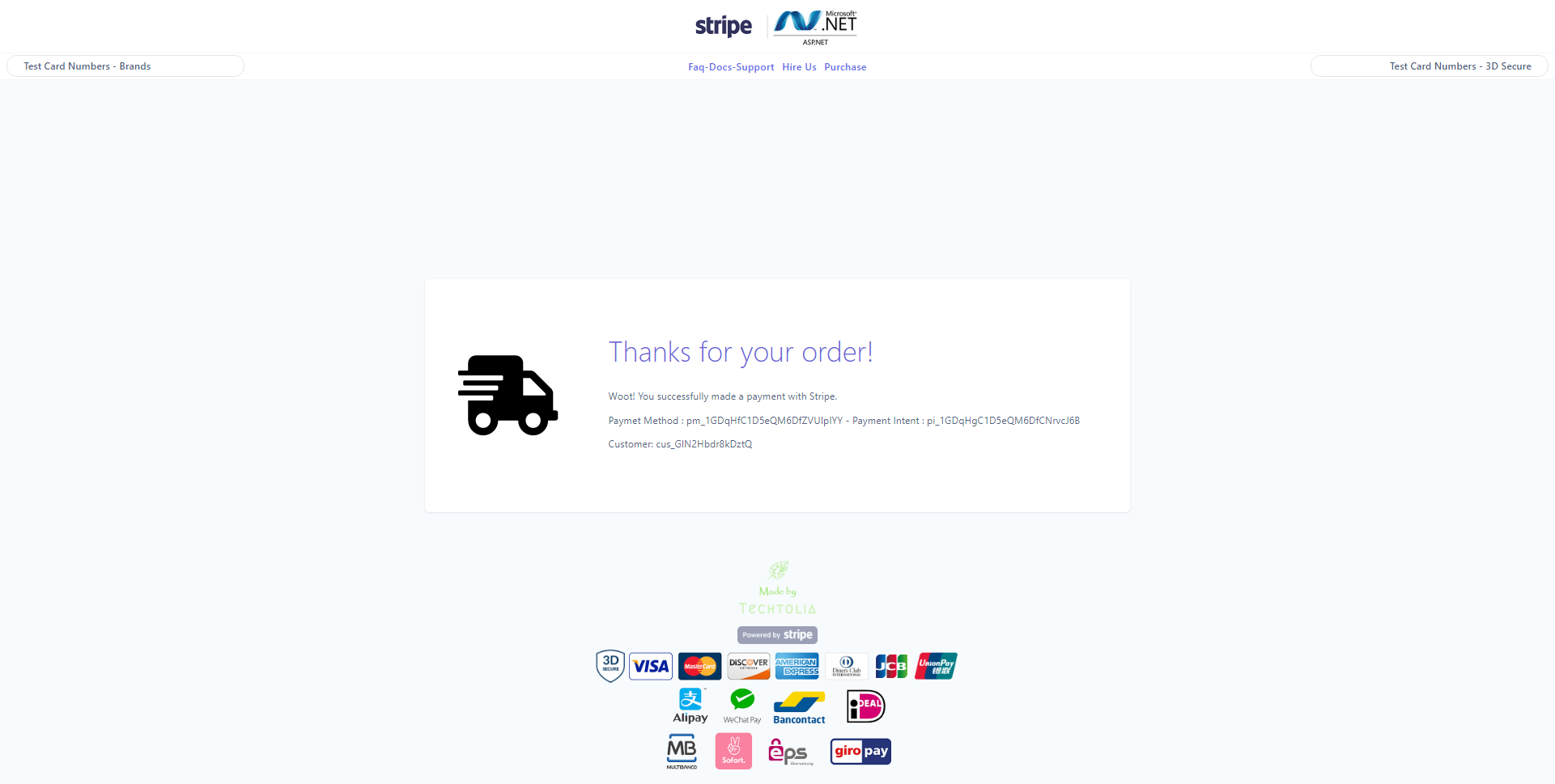 Stripe Checkout in ASP.NET Core MVC Web Application built with C# and JavaScript by Techtolia